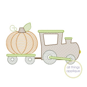 Pumpkin Train - SKETCH Stitch (#1178) - Fall Applique Designs - 3 Sizes ...