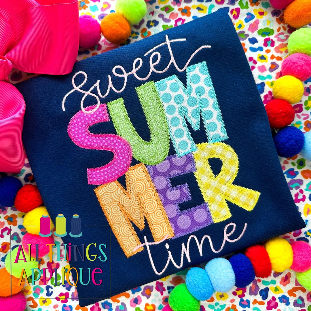 Sweet Summer Time Applique Design - Zig Zag Stitch Summer Applique ...