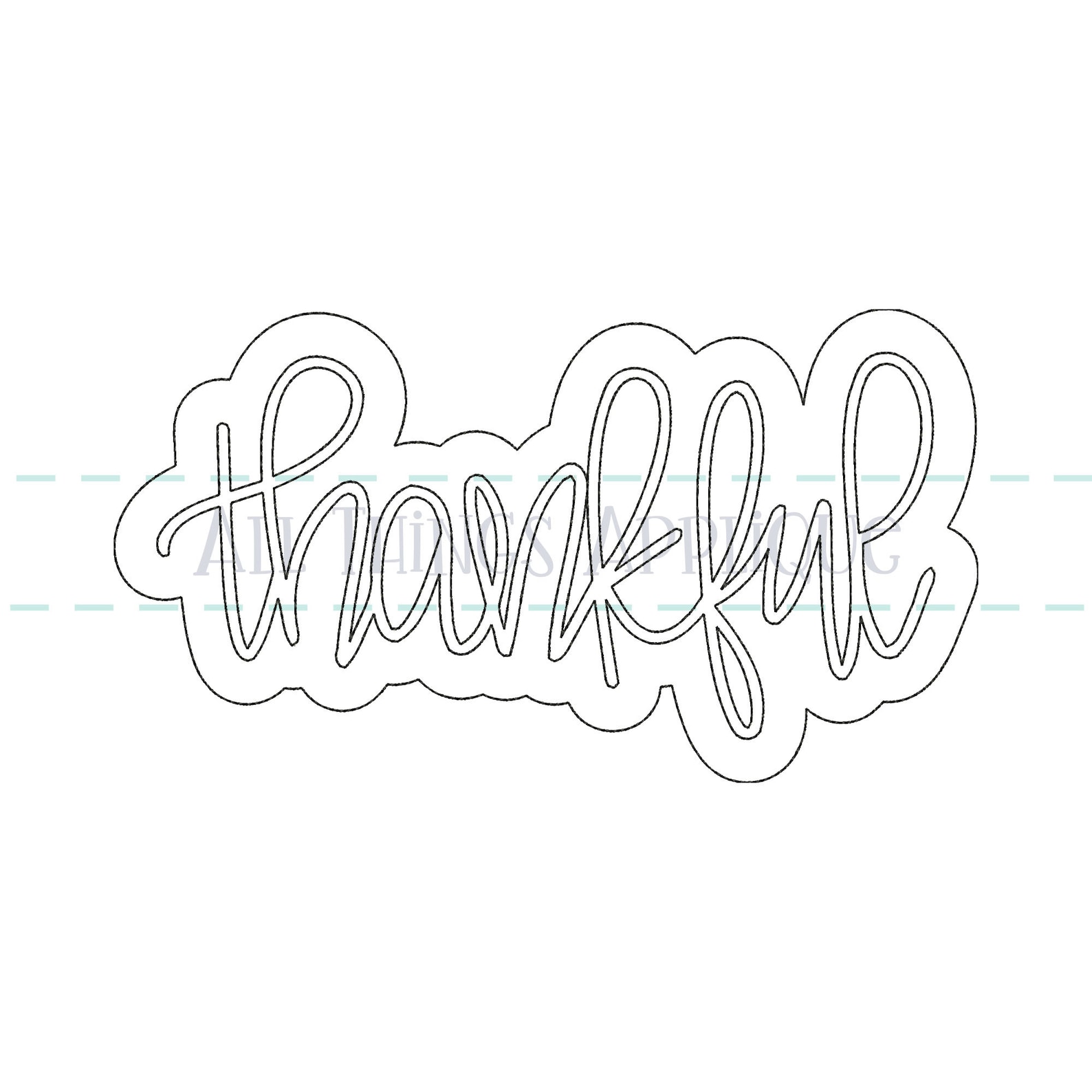 Thankful Hand Lettered Cursive Applique Design Double Layer - Etsy
