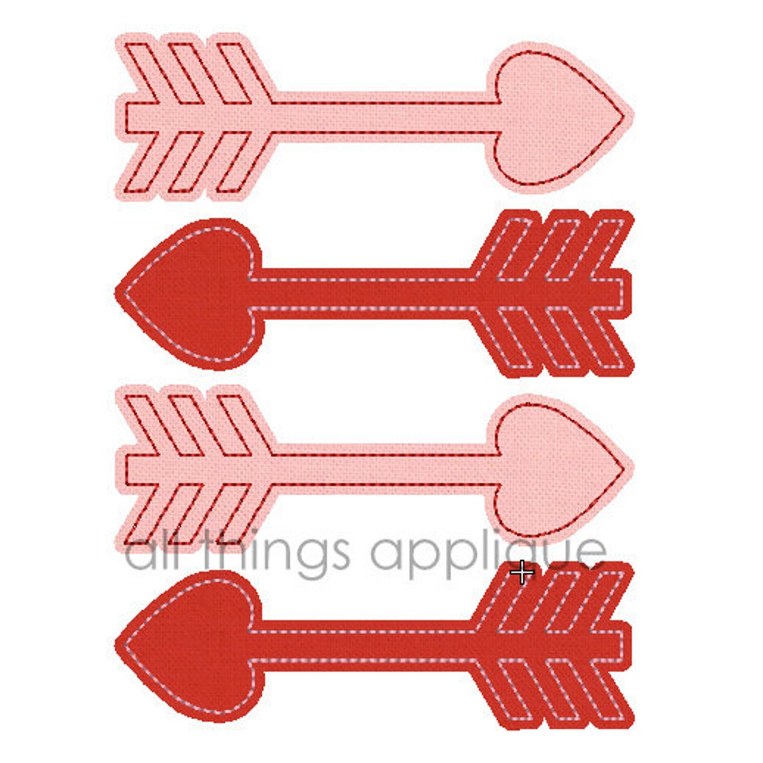 Stacked Heart Arrows Applique Design BEAN Stitch 709 Valentine Applique ...