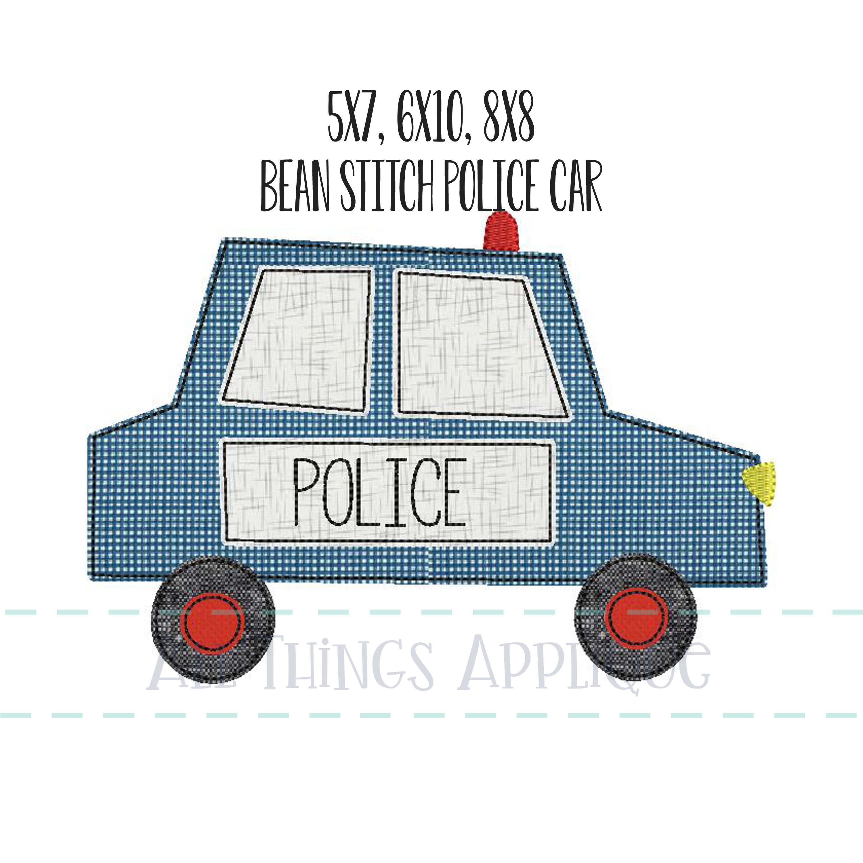 Rescue Vehicle Applique Design Set Police Car Fire Truck | Etsy