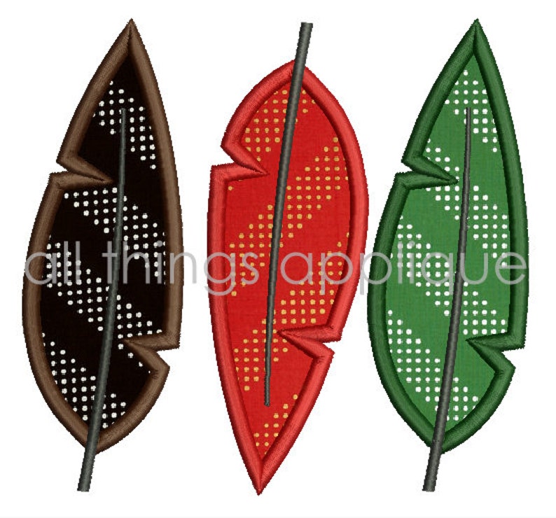 Triple Feather Applique Design 4 Sizes Machine Embroidery - Etsy