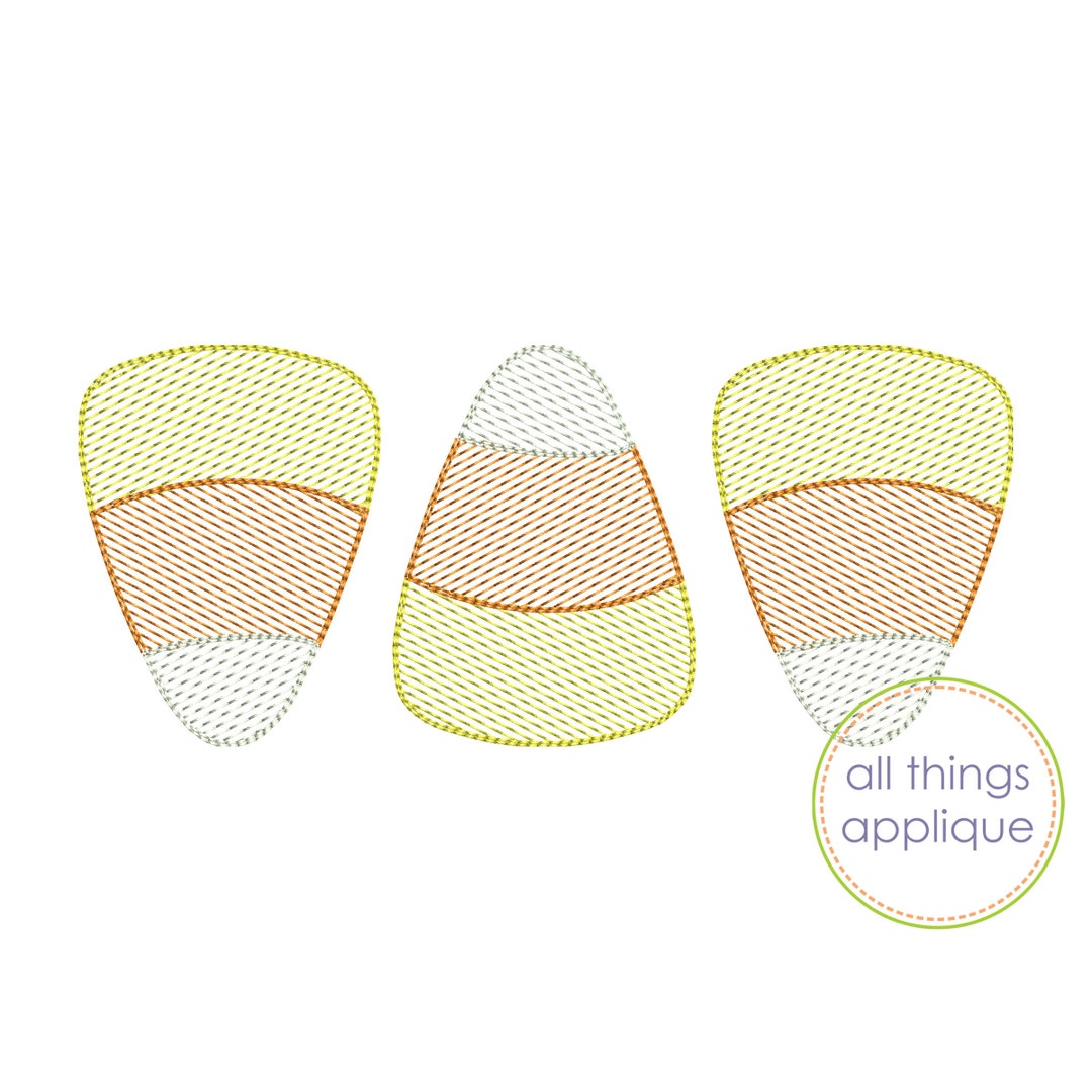 Candy Corn Scribble Trio (#1162) - Halloween Applique Design - 4 Sizes ...