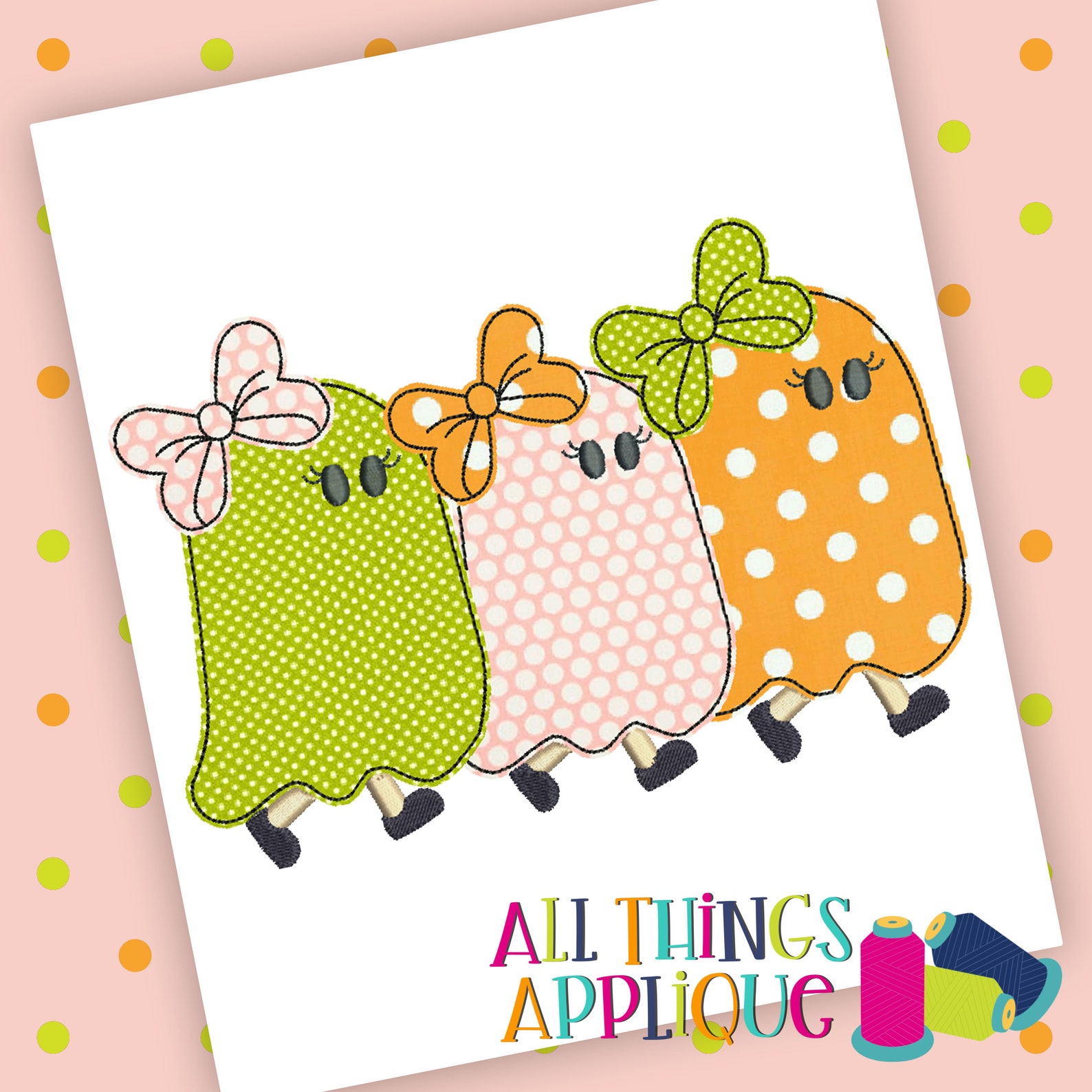 Trick-or-treating Ghost Applique Design Set Boy and Girl | Etsy