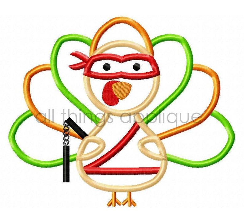 Ninja Turkey Applique Design - SATIN - 3 Sizes - INSTANT DOWNLOAD - Etsy
