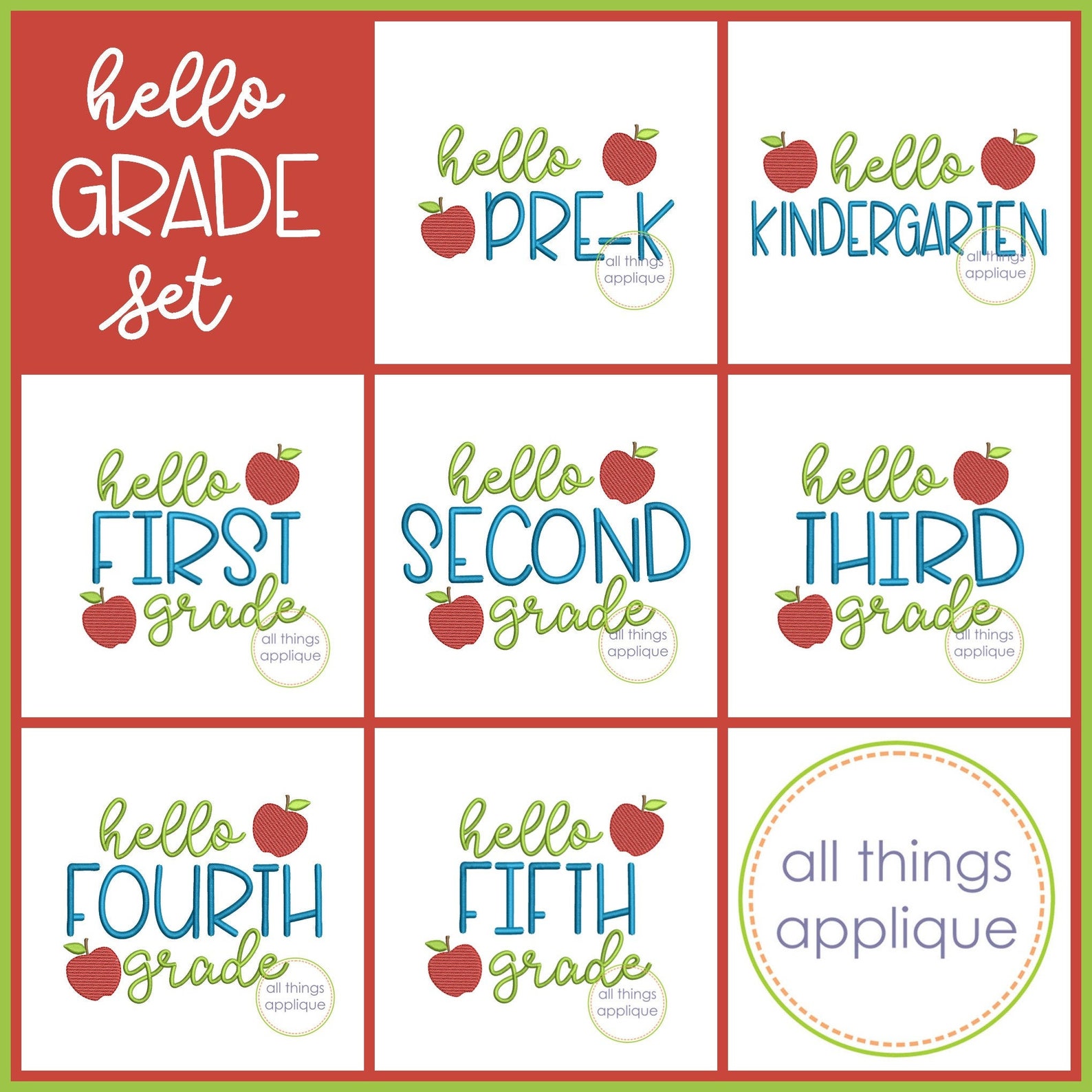 Hello Kindergarten 1st FIRST 2nd SECOND 3rd THIRD 4th Fourth | Etsy