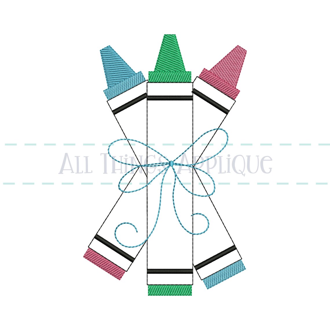 Back to School Crayon Bundle With Bow Machine Embroidery - Etsy