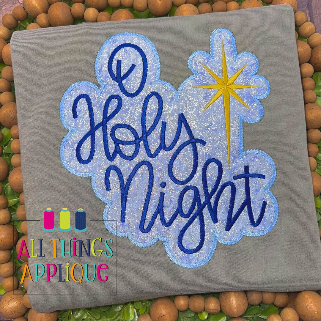 O Holy Night Hand Lettered Applique Design - Christmas Zig Zag Machine ...
