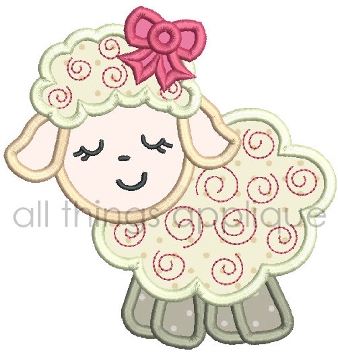 Easter Applique Design - Swirly Lamb Applique Design - 4 Sizes ...