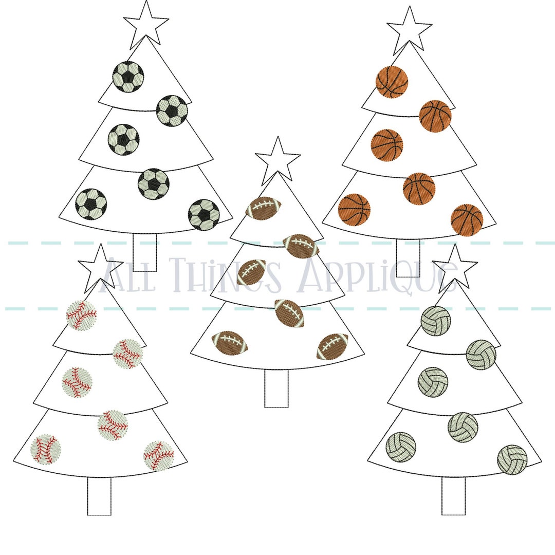 Christmas Applique Design Bundle - Sports Tree Machine Embroidery ...