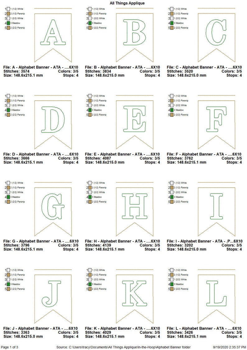 In-the-hoop Banner Alphabet - Machine Embroidery Design - 26 Letters ...