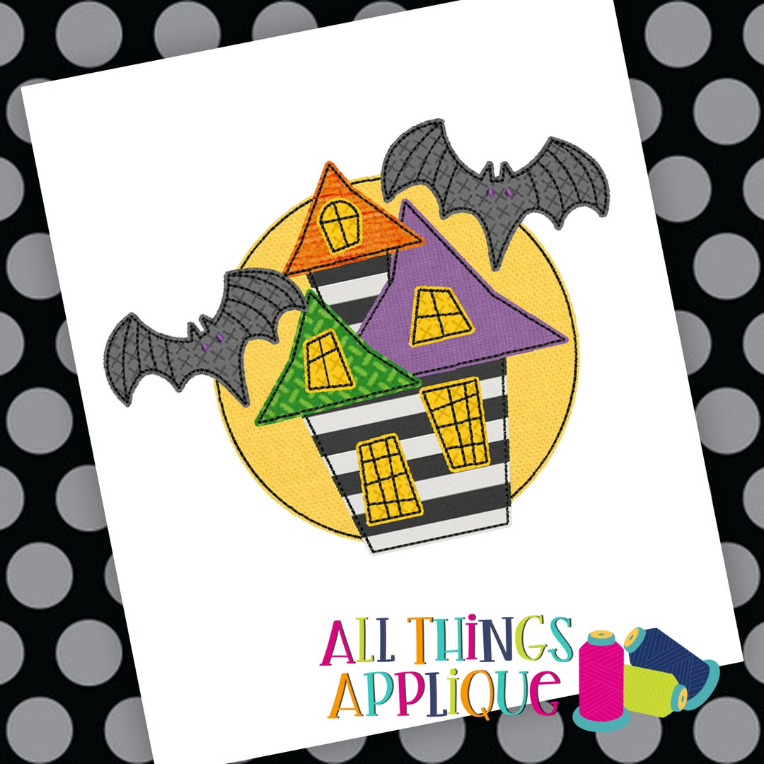 Haunted House Applique Design - Halloween Embroidery Design by All ...