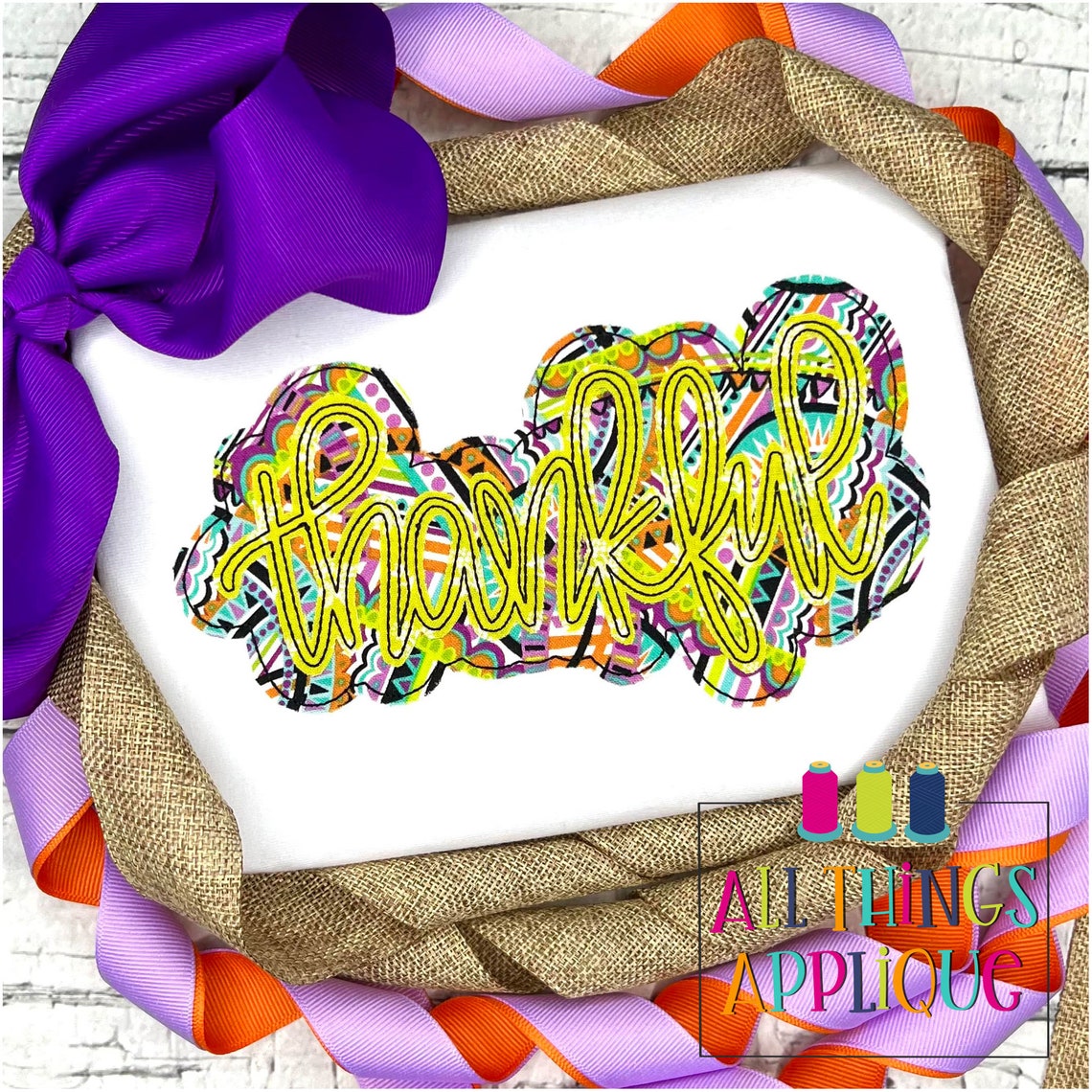 Thankful Hand Lettered Cursive Applique Design Double Layer - Etsy