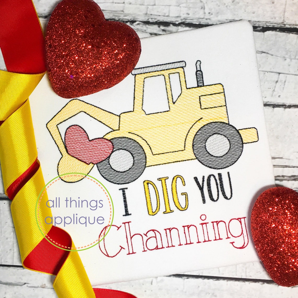 I Dig You Sketch Embroidery Design 1274 Valentine | Etsy