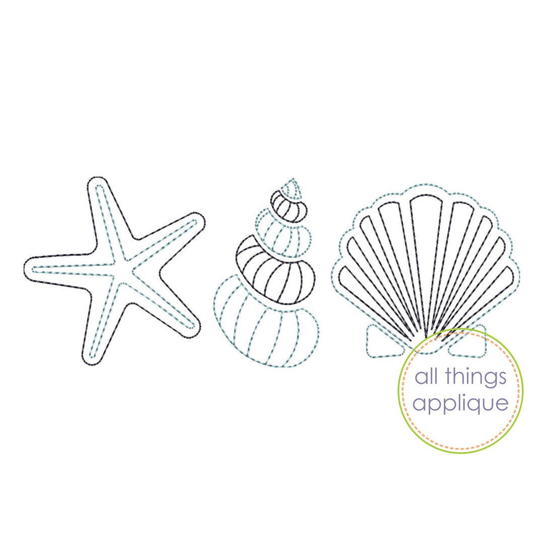 Triple Seashell Embroidery Design (#963) - Quick Stitch - Machine ...