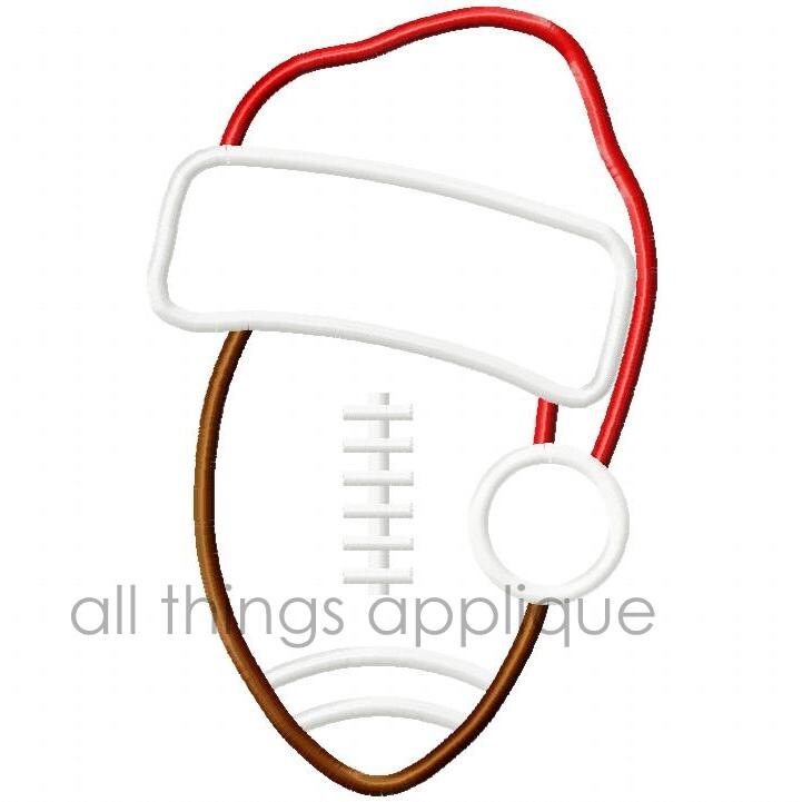 Football Santa Hat SATIN Stitch (213) - Christmas Applique Design - 4 ...