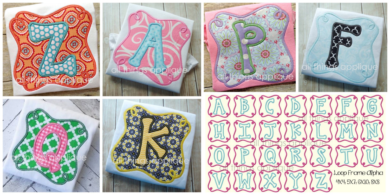 Applique Alphabet Font Machine Embroidery Loop Frame Applique - Etsy