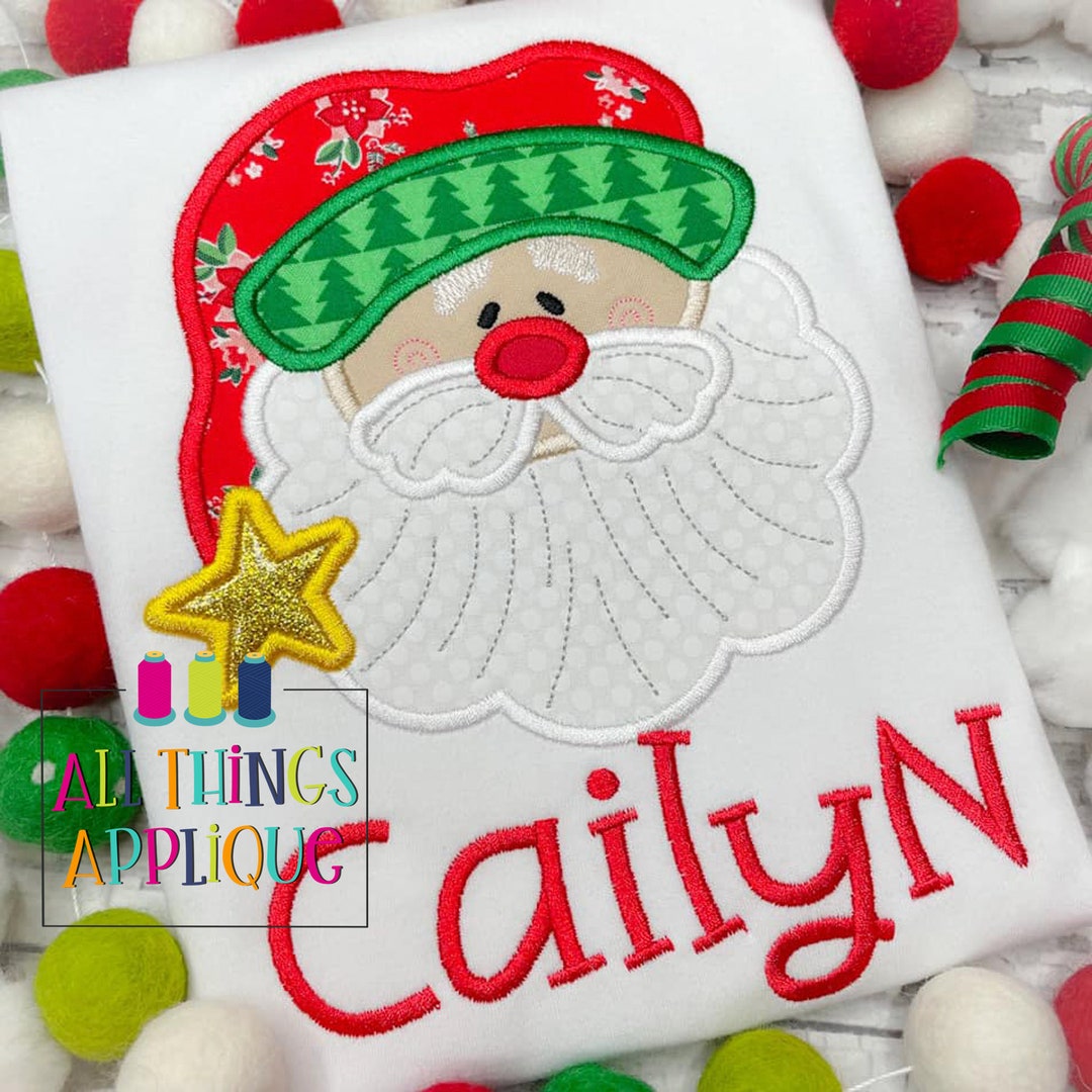 Santa Applique Design for Machine Embroidery in Satin Stitch | Instant ...