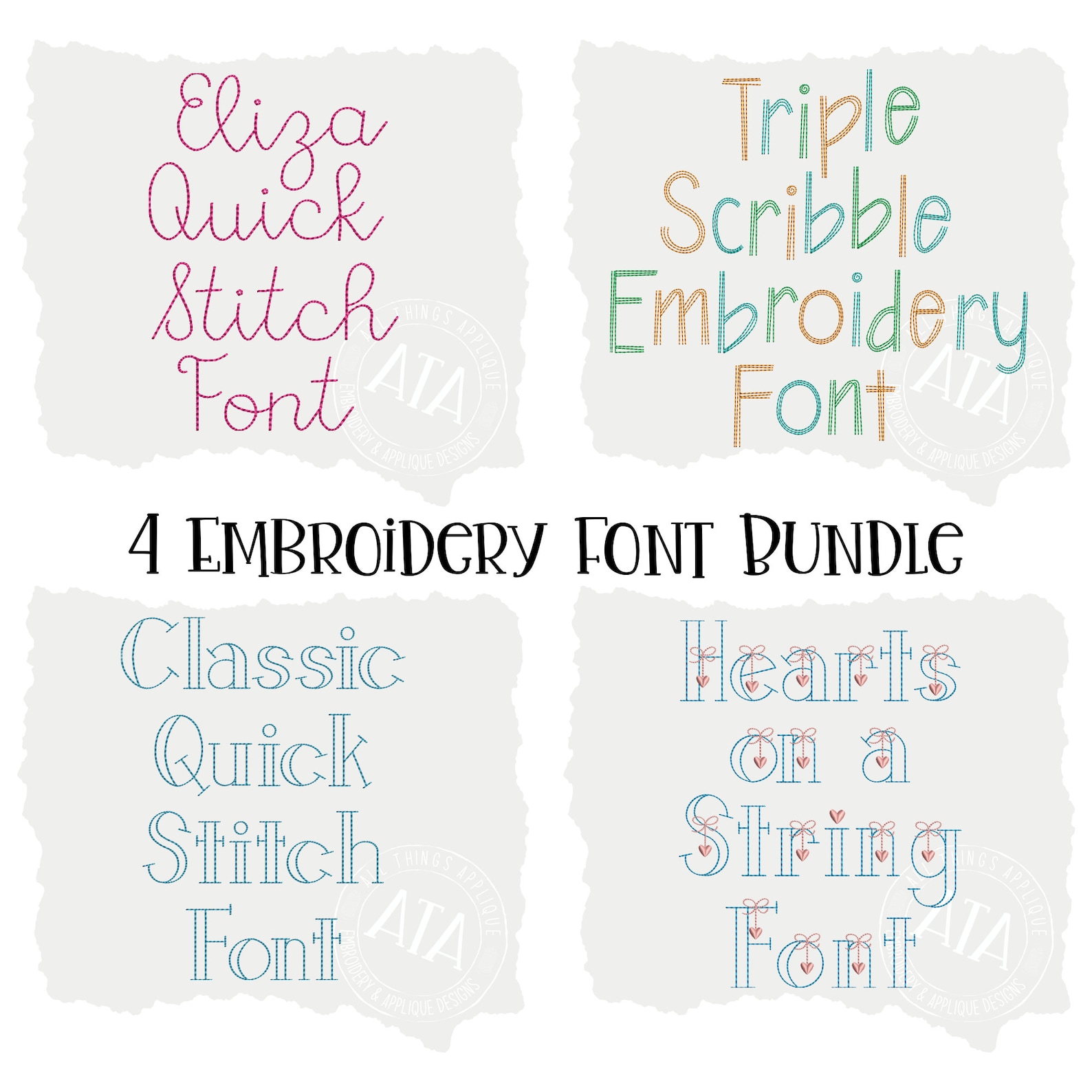 Embroidery Font Bundle 4 Vintage Bean Stitch Embroidery - Etsy UK