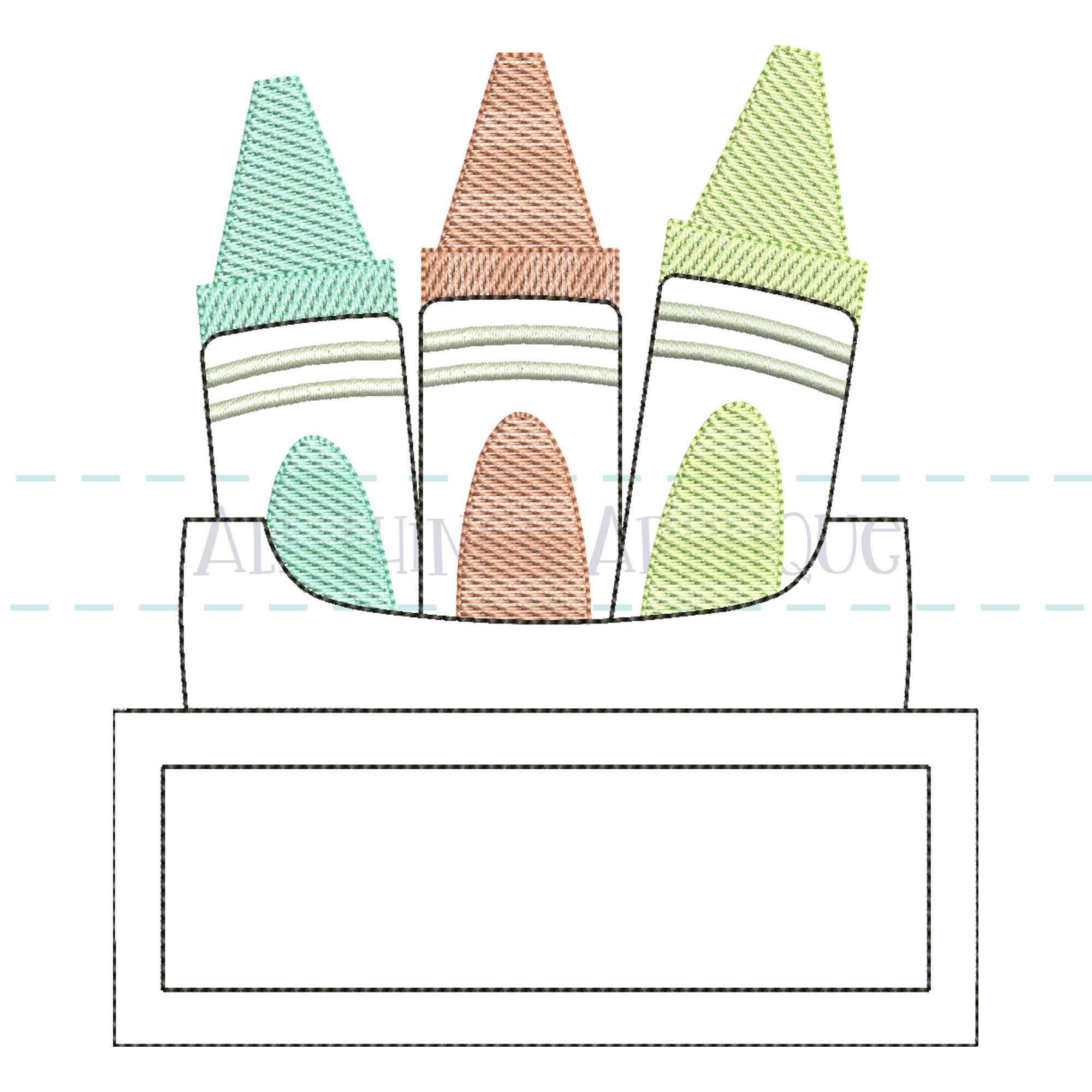 Back to School Crayons in a Box With Name Frame - Bean Stitch Machine ...