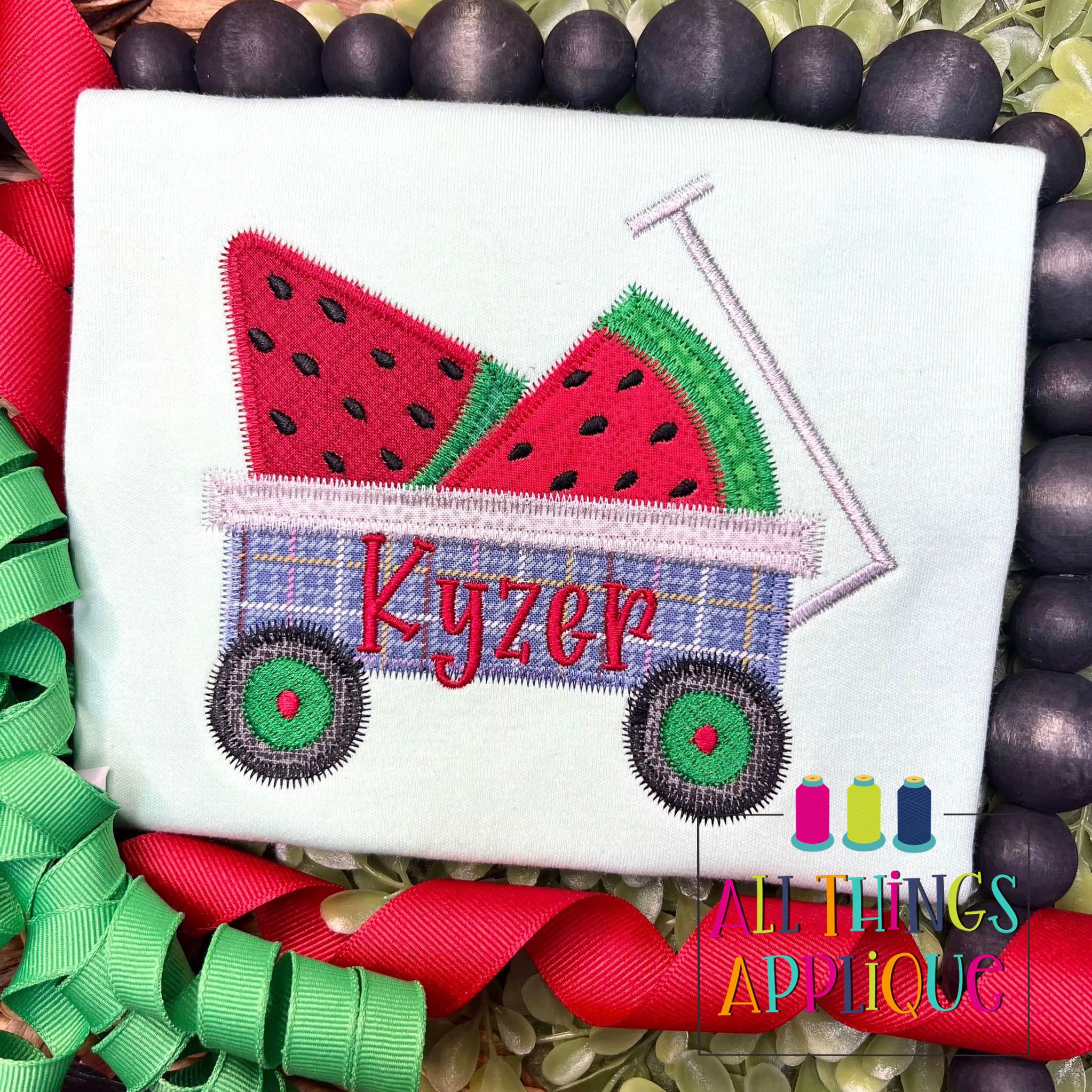Watermelon Wagon Zig Zag Stitch Machine Embroidery Applique - Etsy