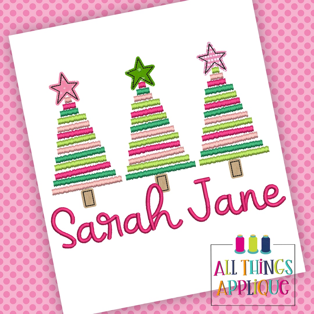 Christmas Tree Trio Embroidery Design - Machine Embroidery Design for ...