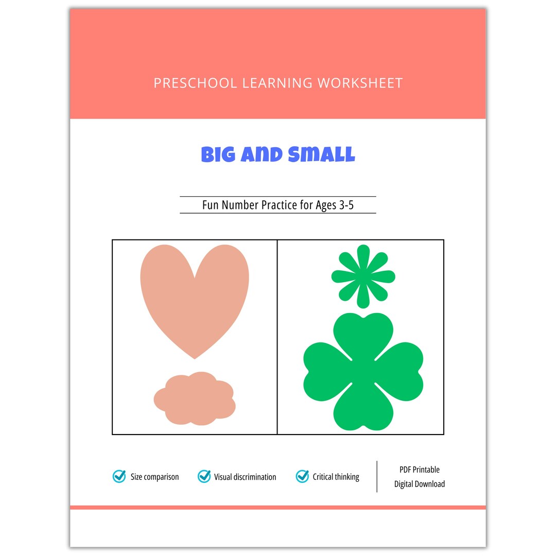 Big and Small Worksheets for Preschool | Size Comparison Activities ...