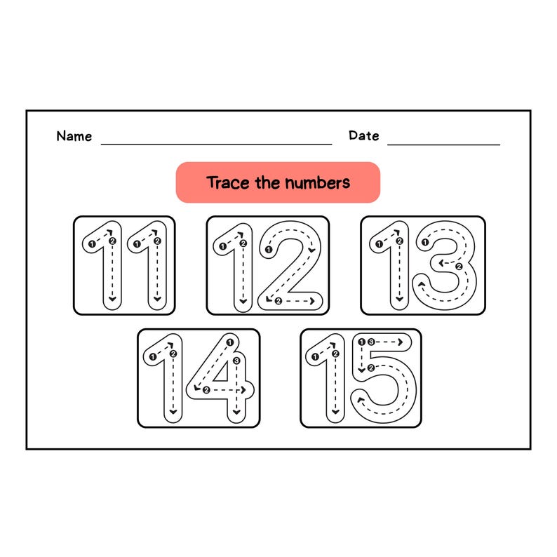 Number Tracing 11–20 Worksheet Printable, Preschool Math Activity ...