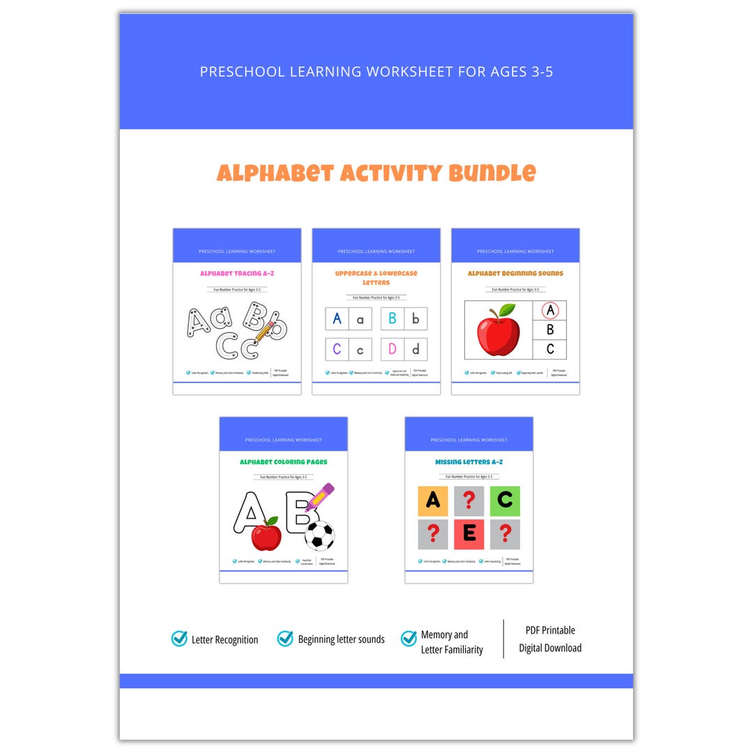 Alphabet Activity Bundle | Tracing, Sounds, Missing Letters (digital ...