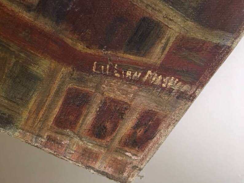 Mid Century Modern, Vintage Abstract Cityscape Painting Oil on Canvas ...
