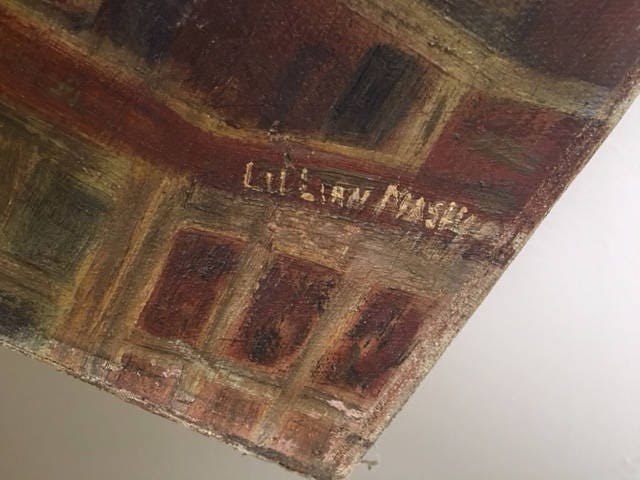 Mid Century Modern, Vintage Abstract Cityscape Painting Oil on Canvas ...
