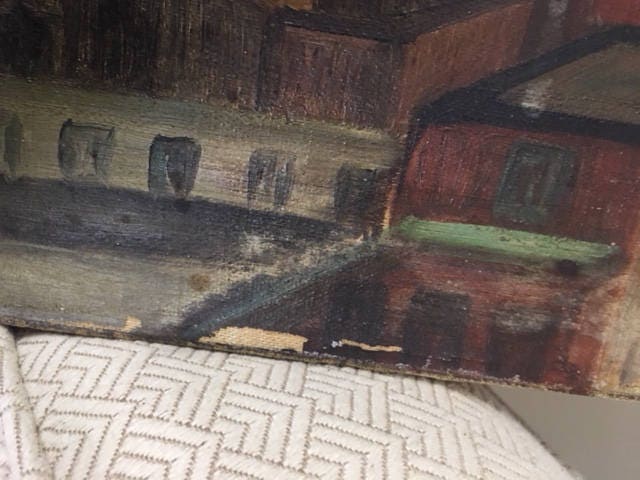 Mid Century Modern, Vintage Abstract Cityscape Painting Oil on Canvas ...