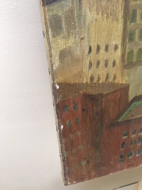 Mid Century Modern, Vintage Abstract Cityscape Painting Oil on Canvas ...