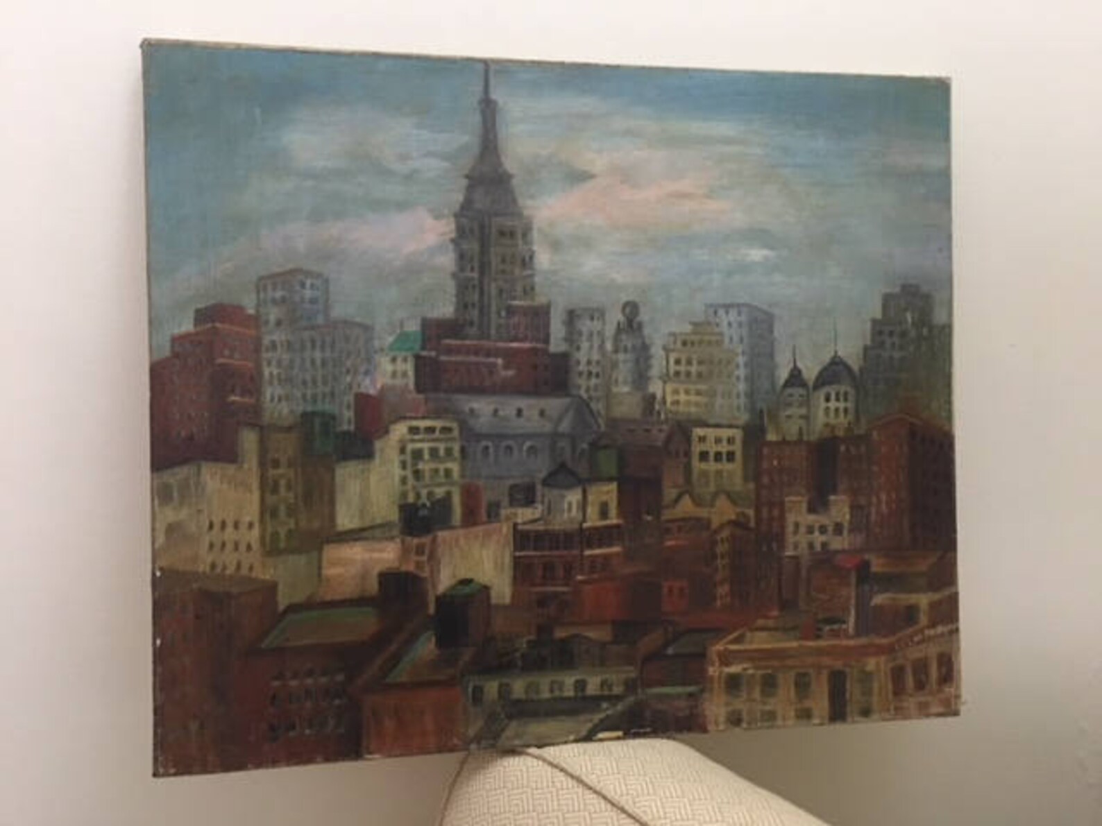 Mid Century Modern, Vintage Abstract Cityscape Painting Oil on Canvas ...