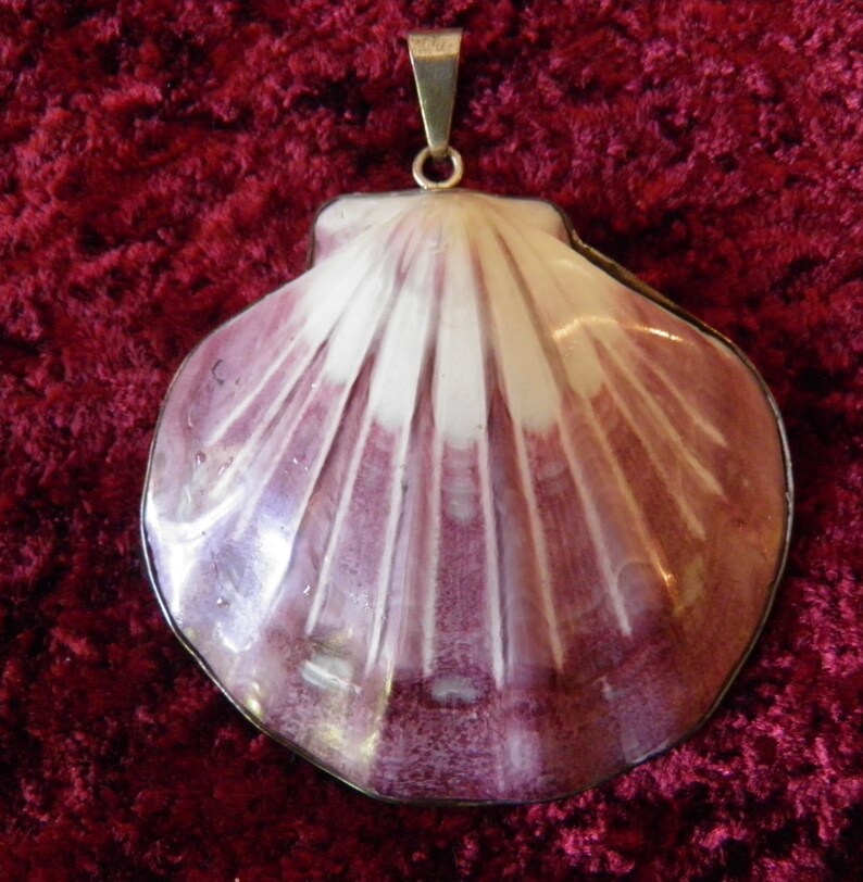 Salehuge Sterling Silver Purple Shell Pendant Oversized | Etsy