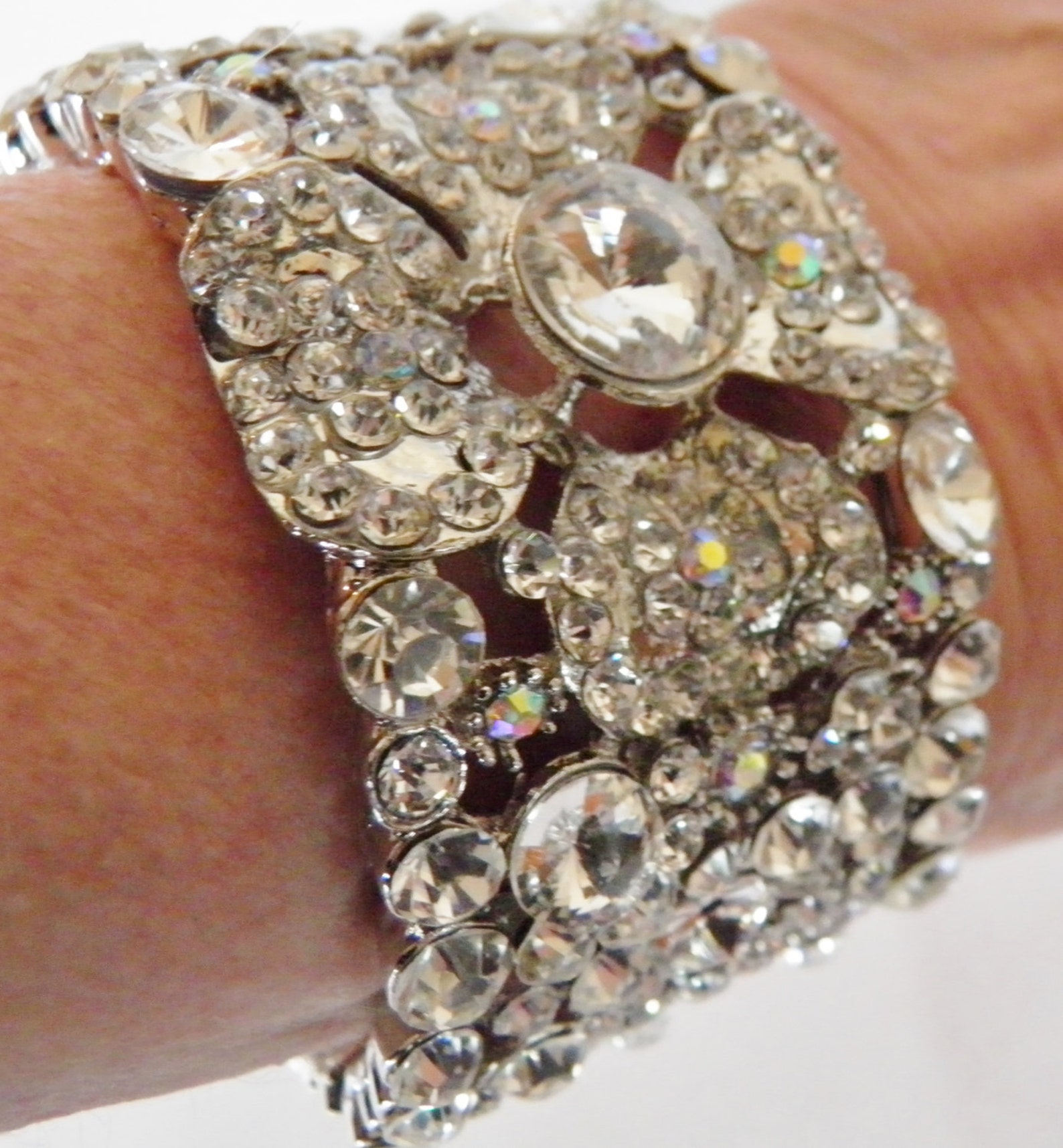 Cuff Bangle Bracelet Encrusted With Rhinestones Wedding - Etsy