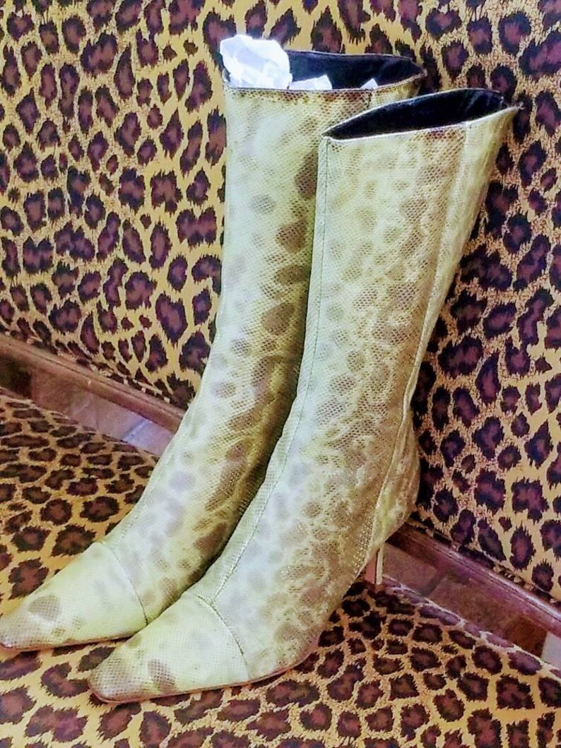 Boots Amazing Extravagant JIMMY CHOO Leather Snakeskin Look - Etsy