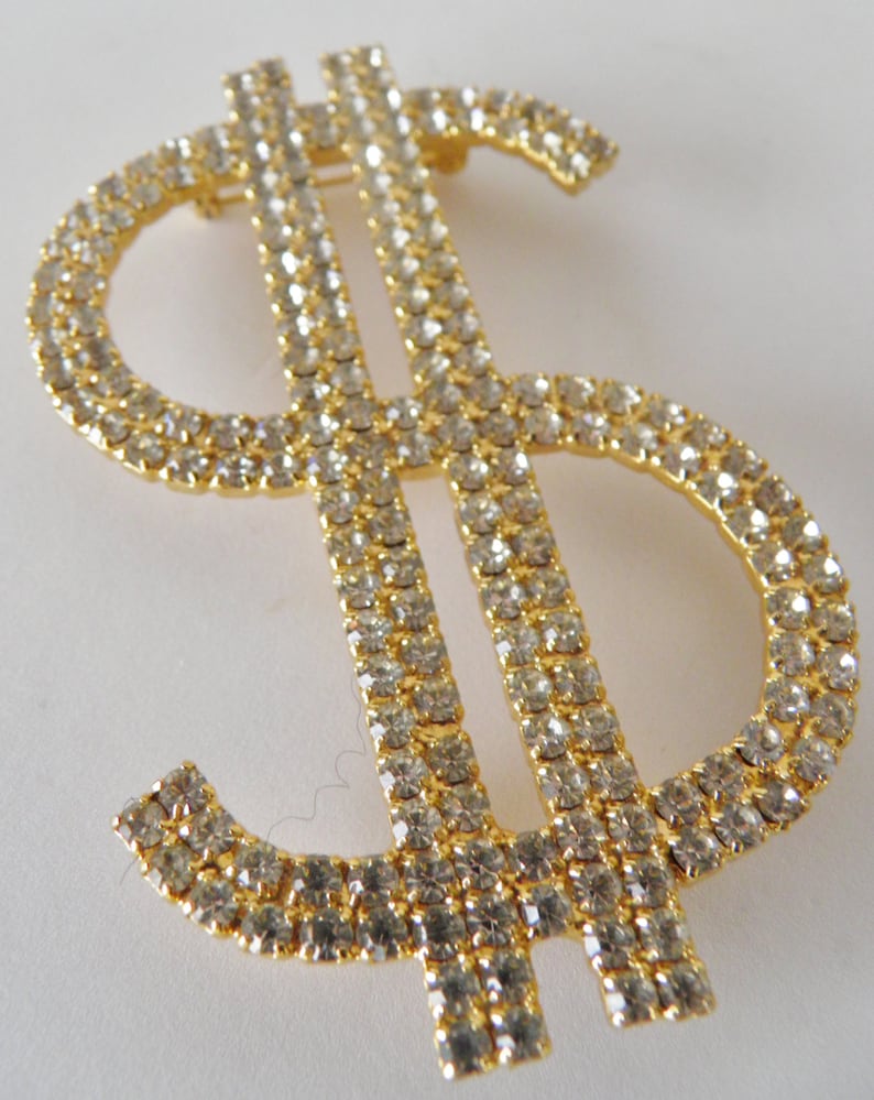 Really Huge Rhinestone Signed Bauyer Dollar Sign - Etsy