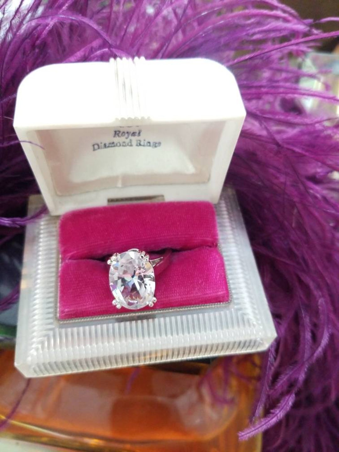 RING WOW Huge Oval Faux Diamond Ring. - Etsy