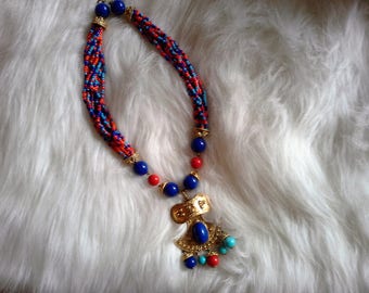 Kenneth Jay Lane Egyptian Pharaoh Necklace Vintage 1970 - Etsy