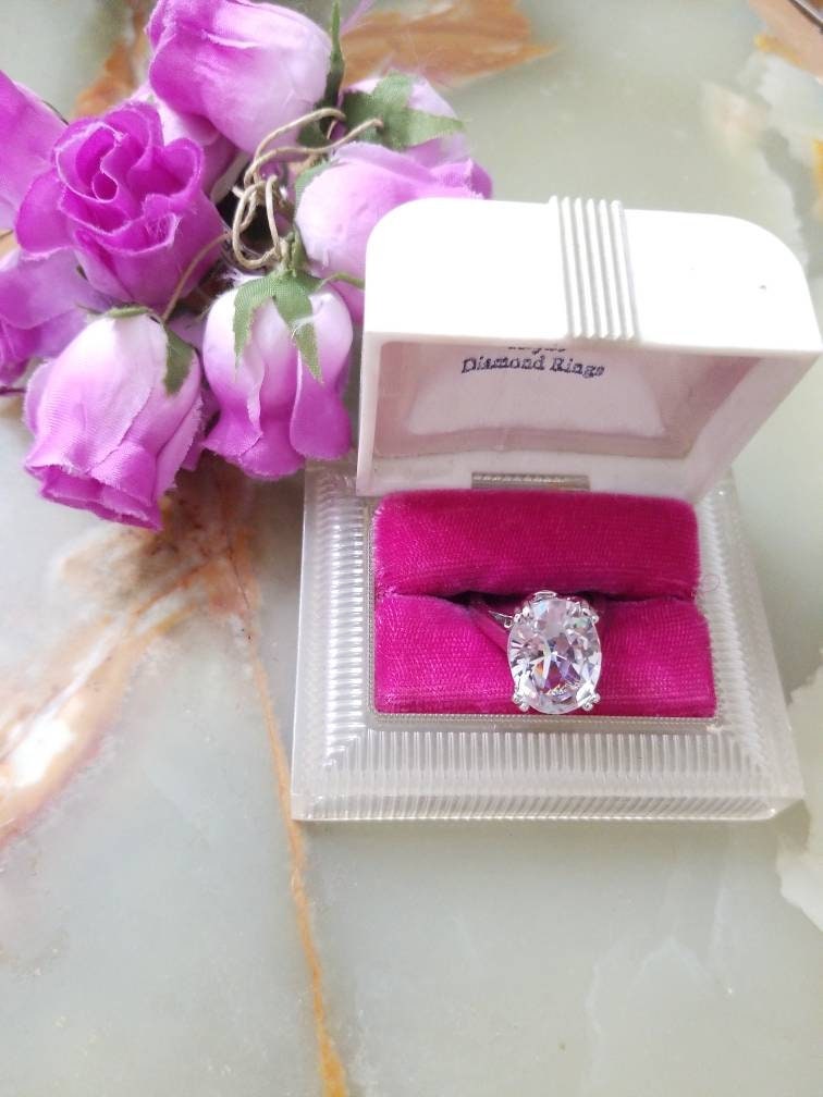 RING WOW Huge Oval Faux Diamond Ring. - Etsy