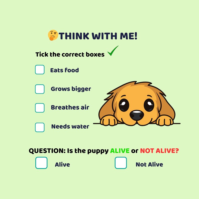 Living & Non-living Things Worksheet | Puppy Theme (PDF Download) - Etsy