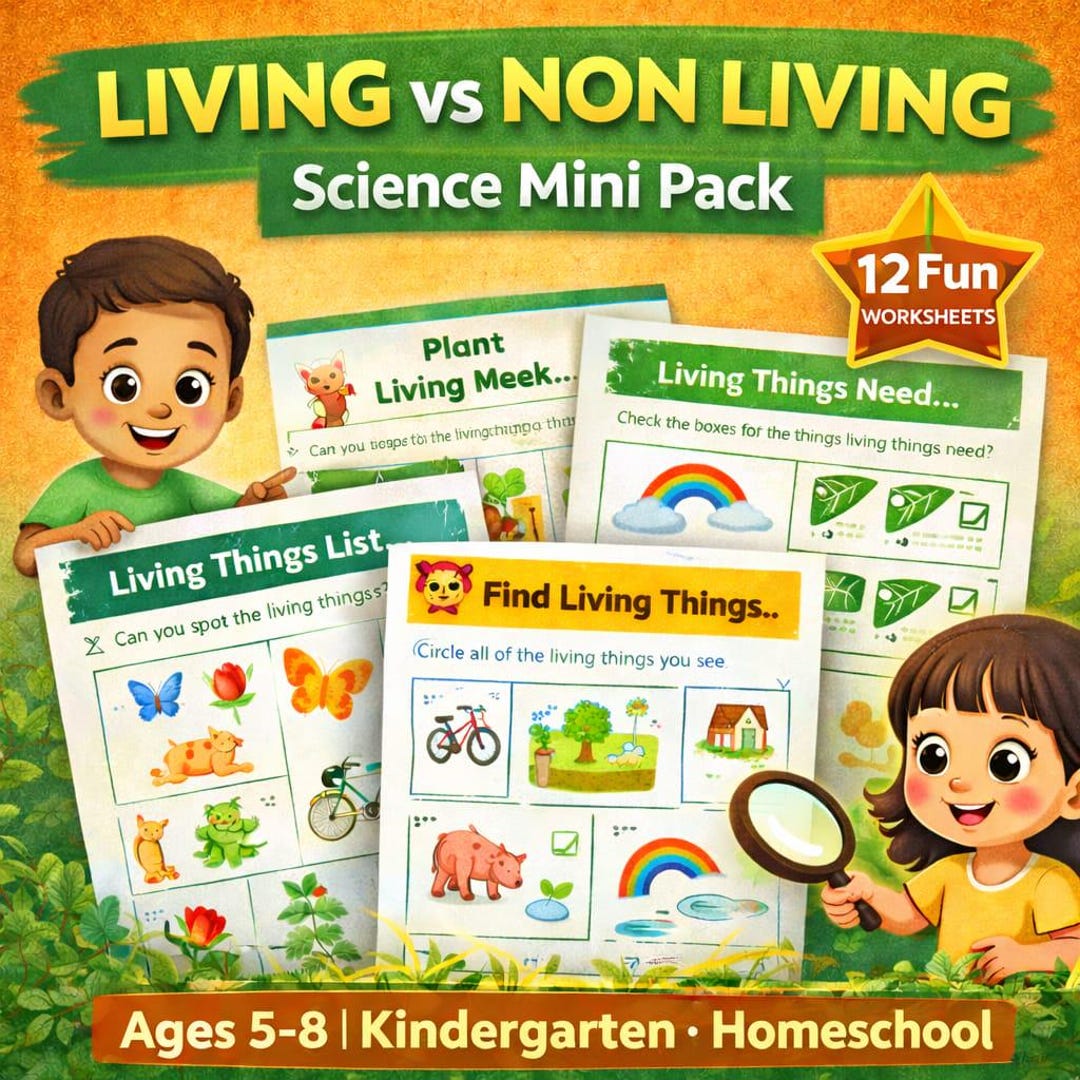 Living and Non Living Things Worksheet for Kindergarten | Homeschool ...