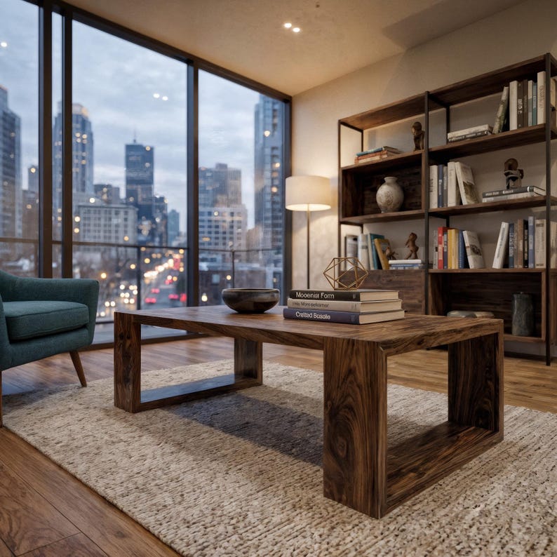 Handmade Live Edge Coffee Table - Solid Walnut Living Room Furniture ...
