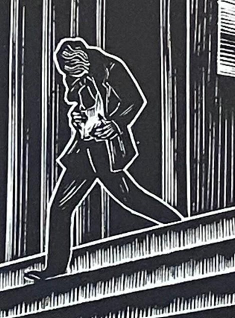 Lynd Ward God’s Man Woodcut Plate — Gothic Staircase Scene From 1929 ...