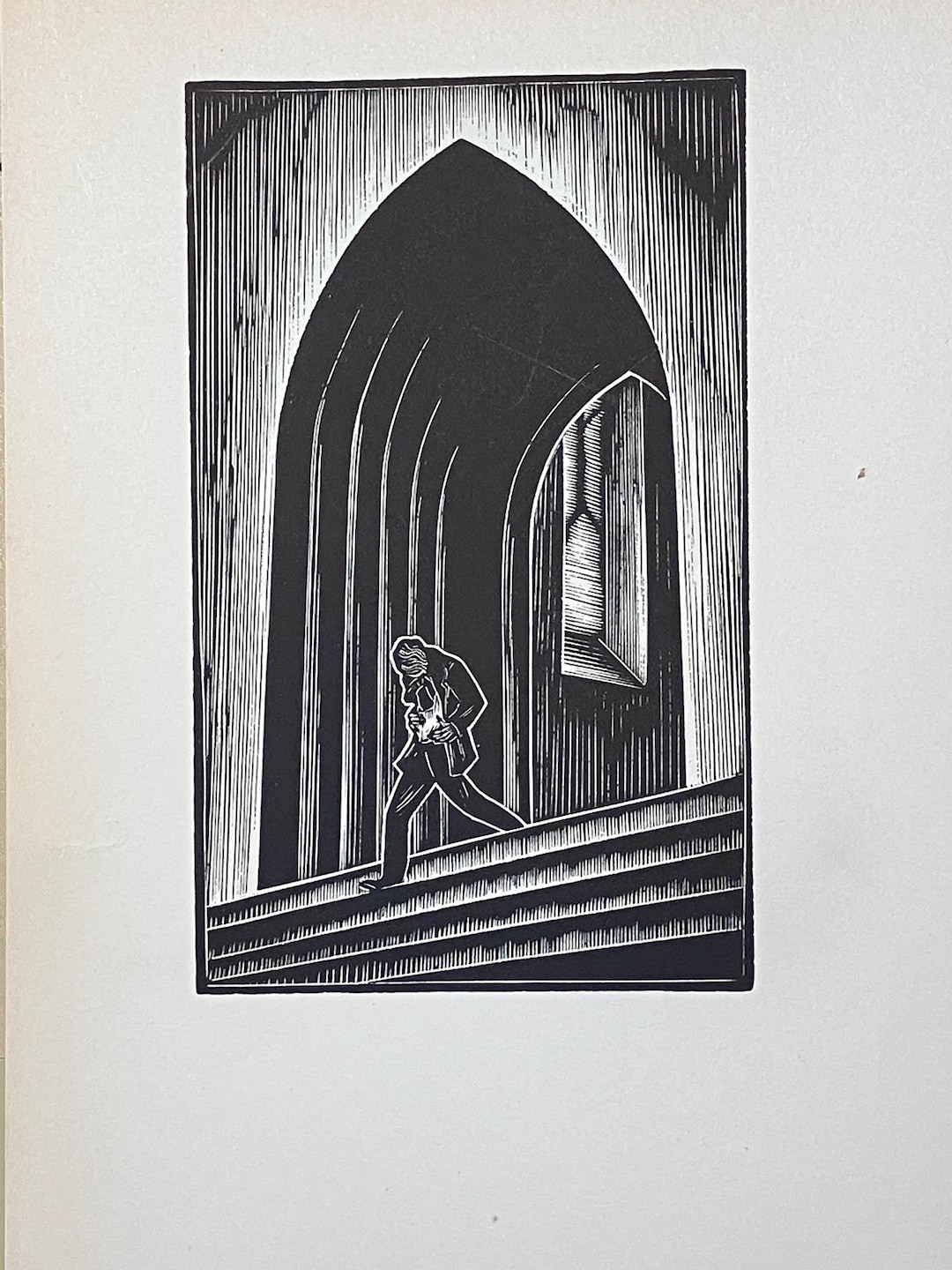 Lynd Ward God’s Man Woodcut Plate — Gothic Staircase Scene From 1929 ...
