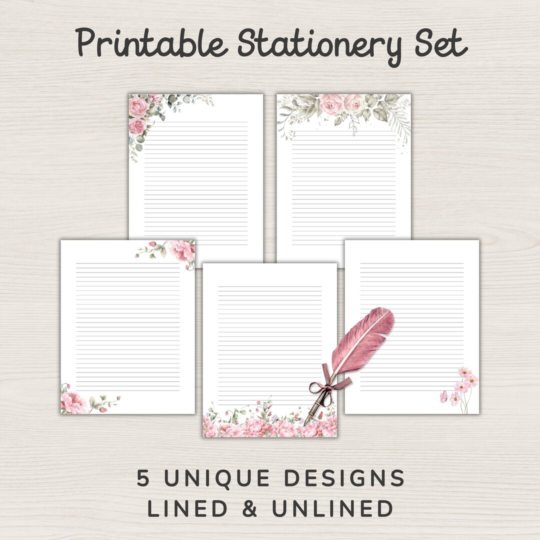 Pink Floral Letter Writing Set | Delicate Flowers Printable Stationery ...