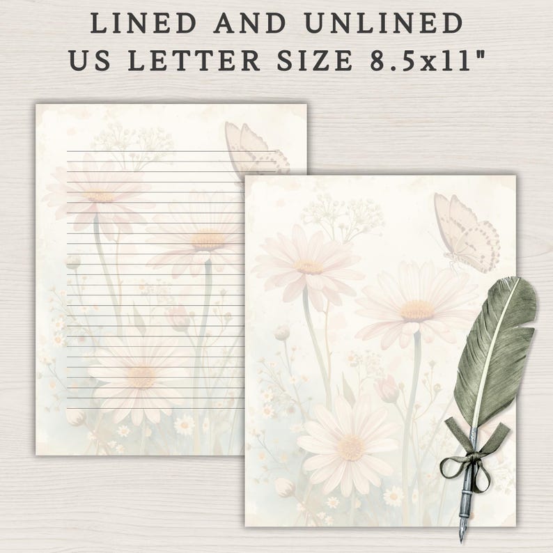 Daisy Letter Paper | Wildflowers Printable Stationery | Floral Letter ...