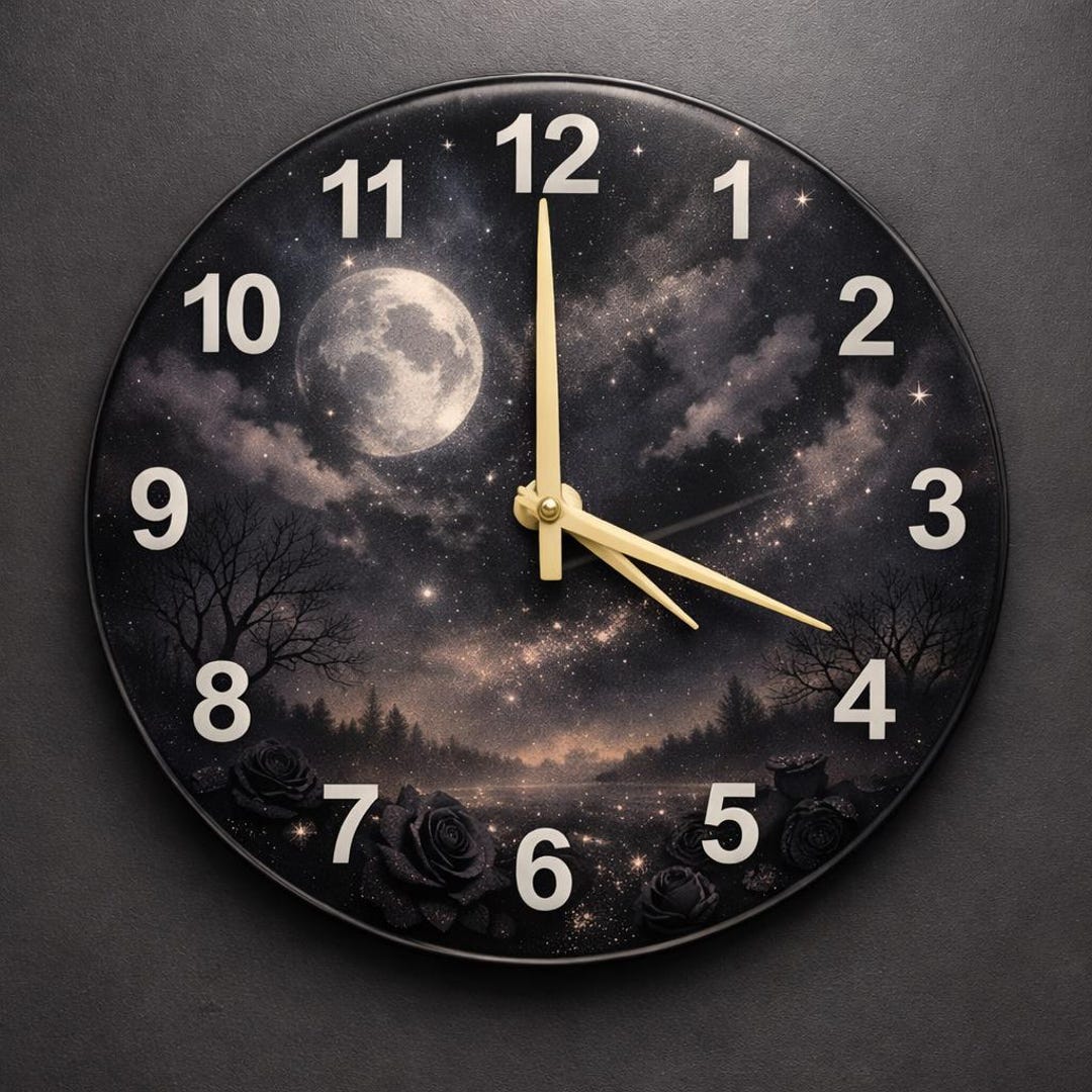 Dreamy Midnight Dust Glass Wall Clock | Dark Romantic Modern Home Decor ...