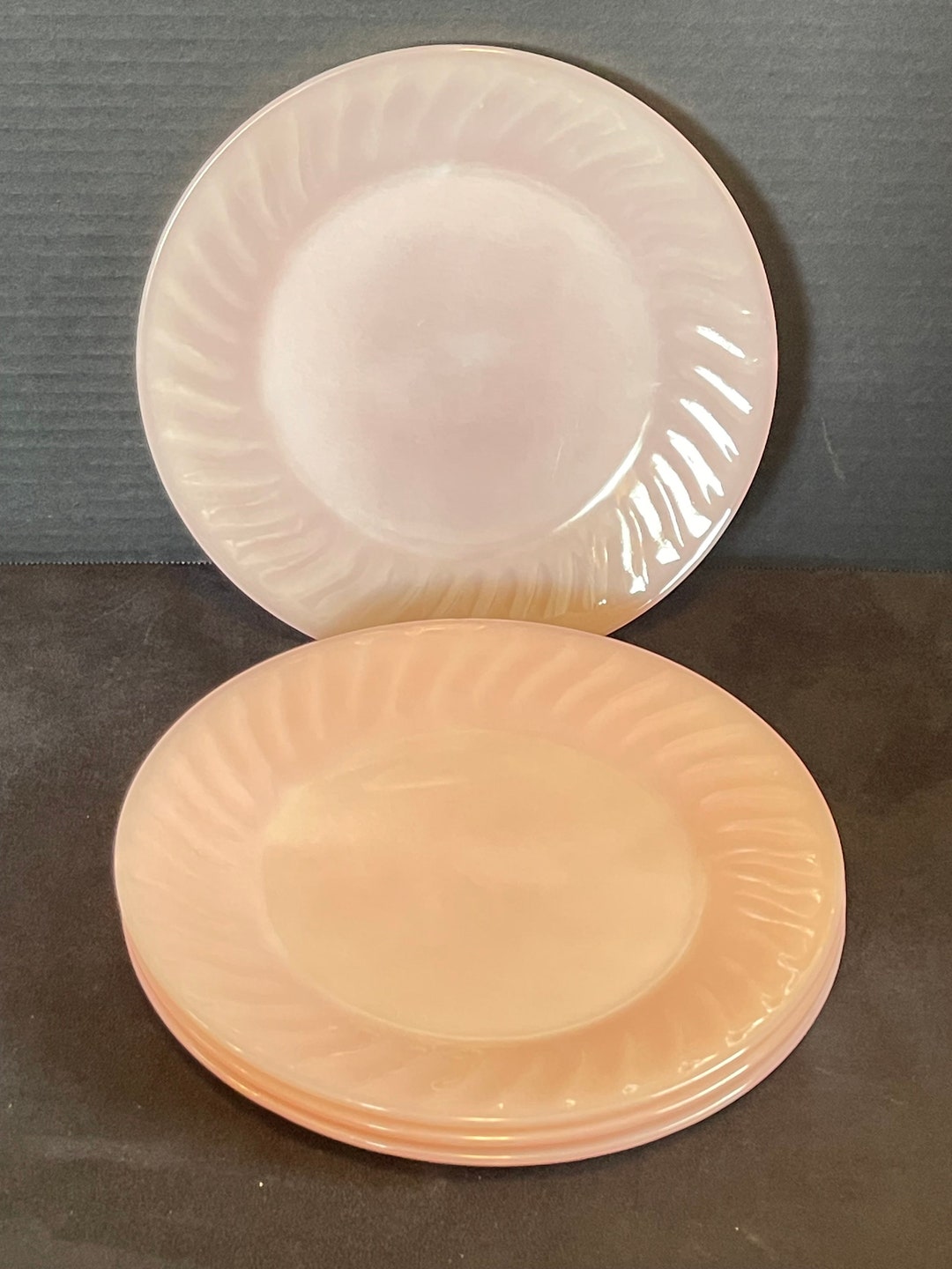 Fire King Pink Swirl Dinner Plates, Set of 4 - Etsy